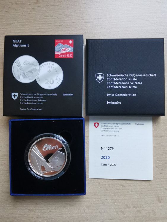 Pièce de 20.00 "NEAT Alptransit" 2020 (Neu und originalverpackt) in Carouge GE für CHF 110 – mit ...