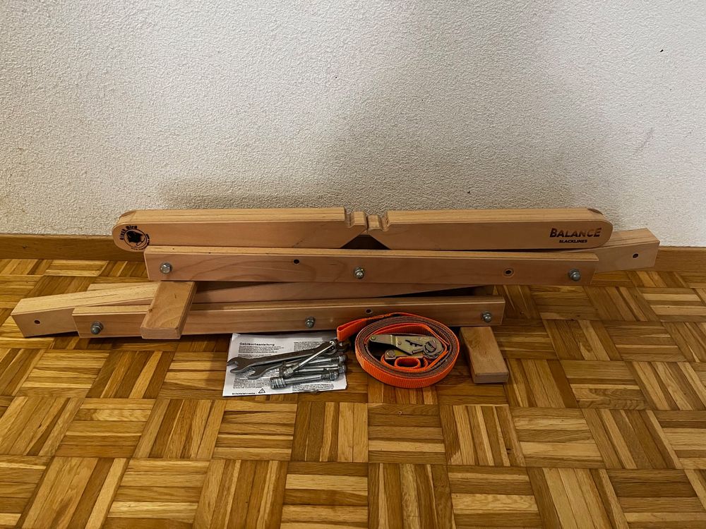 Balance Slackline aus Holz indoor/outdoor (250cm, 35cm hoch) (Gebraucht ...