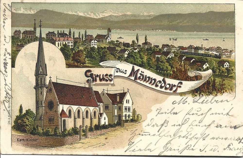 Antike Postkarte Männedorf Zürichsee, Anfang 1900er (Gebraucht) in für ...