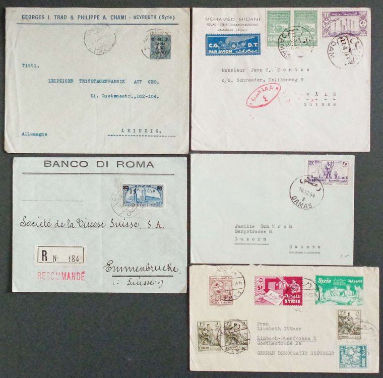 سوريا - SYRIE: 5 Belege aus 1922–1957 (Gebraucht) in Zürich für CHF 1.5 ...