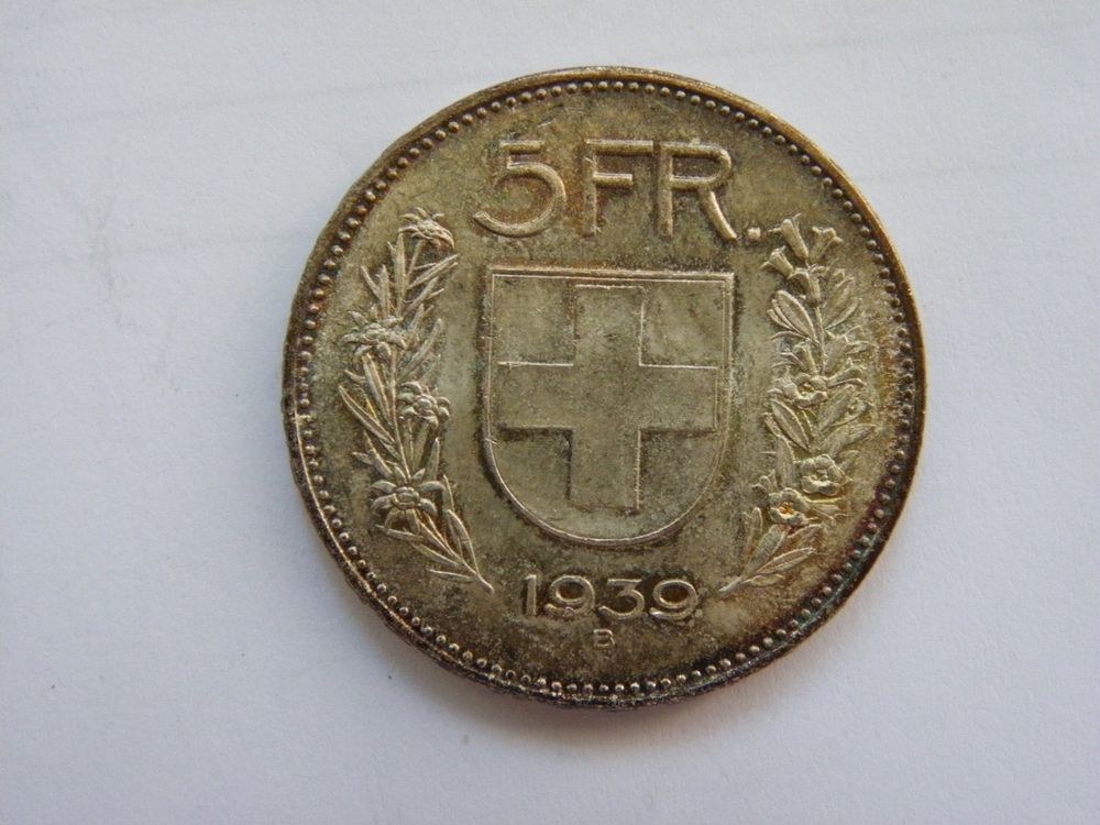 5 Franken Münze 1939 - Historisches Sammlerstück!, 13 Sterne (Gebraucht) in Untersiggenthal für ...