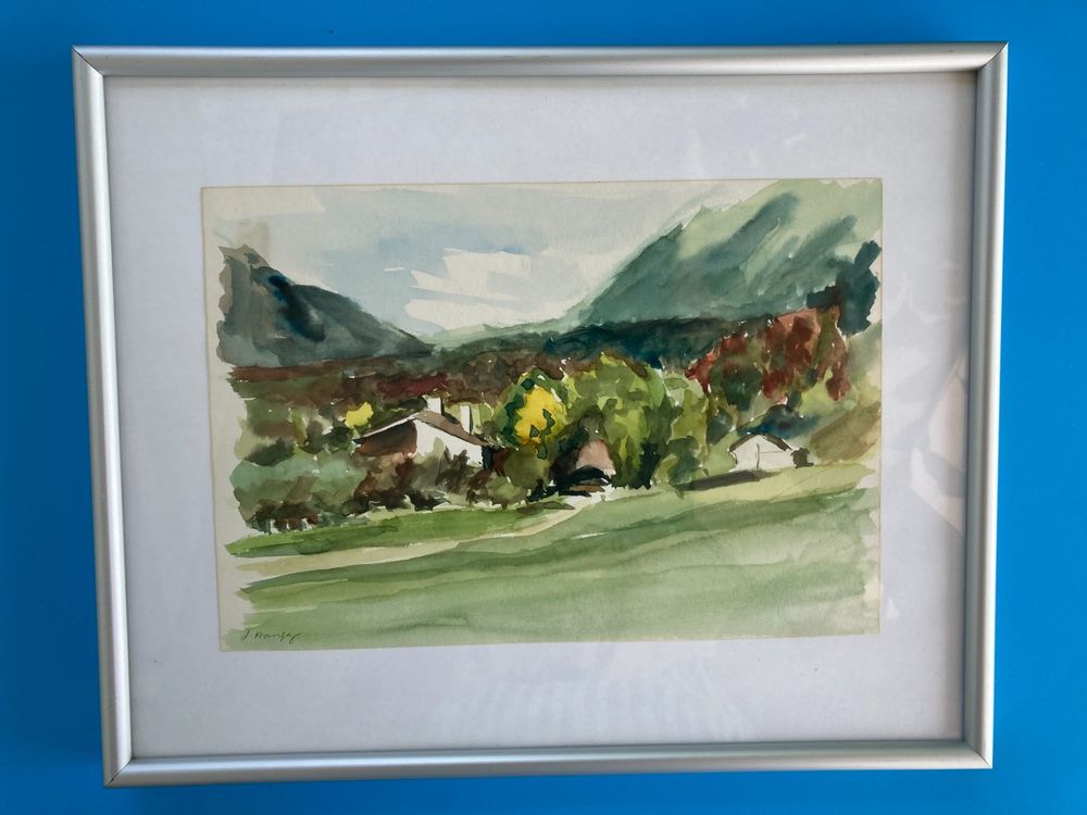 GEMÄLDE AQUARELL oberhalb Rofels Bad Ragaz SIGNIERT | Kaufen auf Ricardo