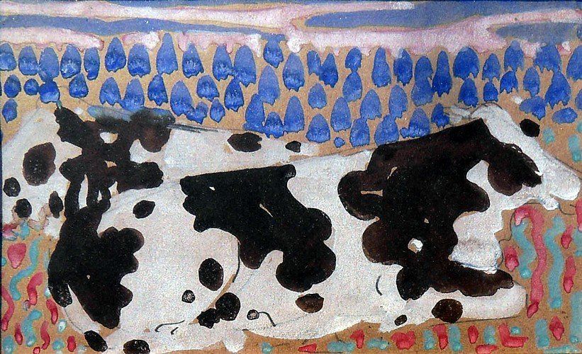 Les vaches caméléons, petit tableau d'Octave Matthey | Kaufen auf Ricardo