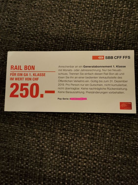 Railbon SBB GA 1. Klasse | Kaufen auf Ricardo