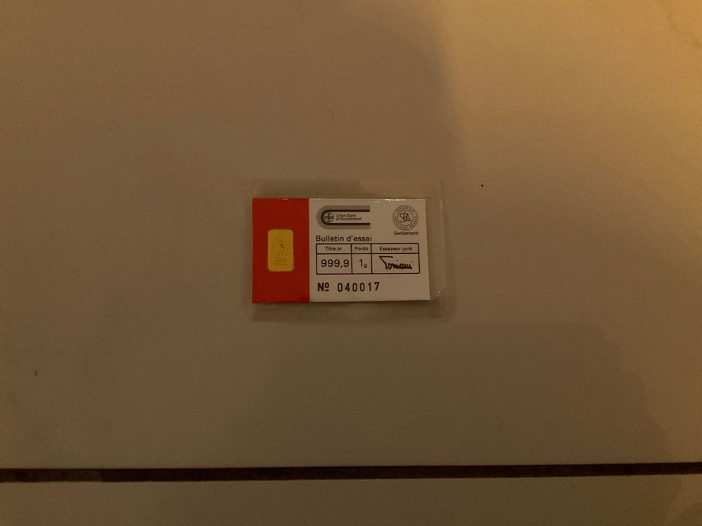 1 gramm Gold Barren UBS (Neu und originalverpackt) in Biel-Benken BL ...