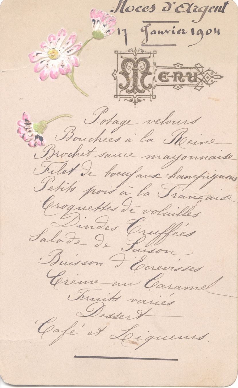 Menu / Speisekarte -Noces d'Argent 1904 (D'occasion) à Biel/Bienne pour ...