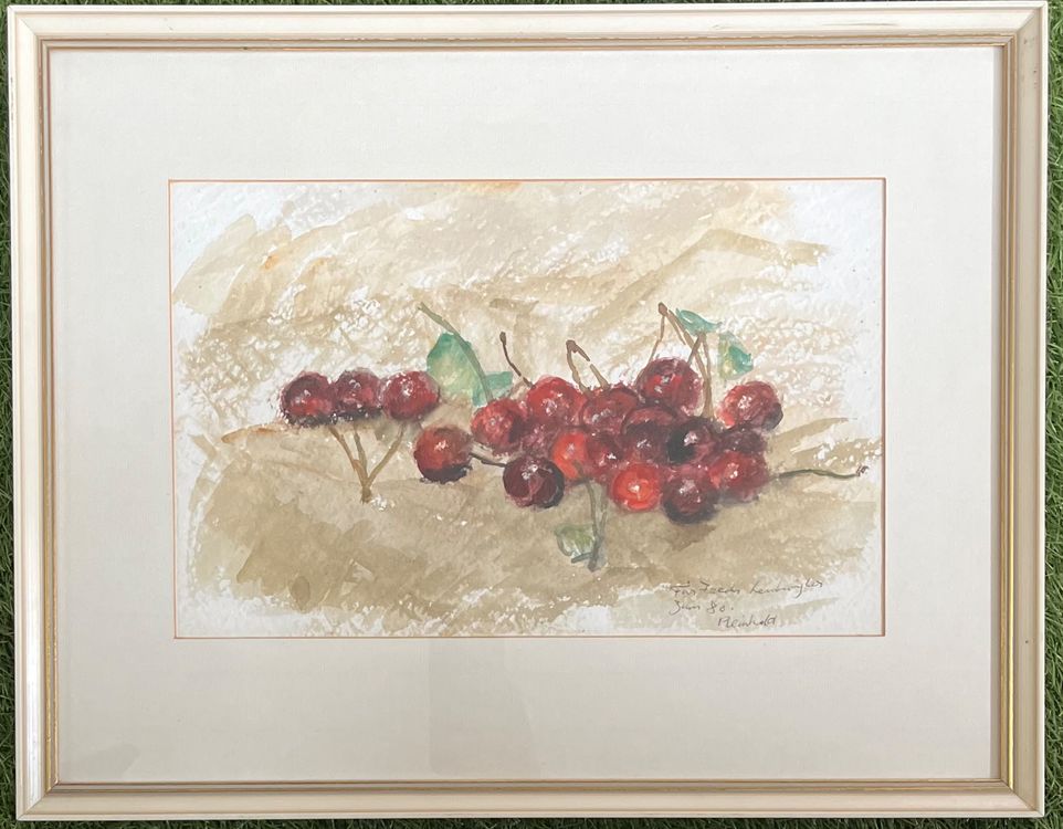 Reinhold Kündig (1888-1989) Stilleben Aquarell mit Kirschen (Gebraucht ...