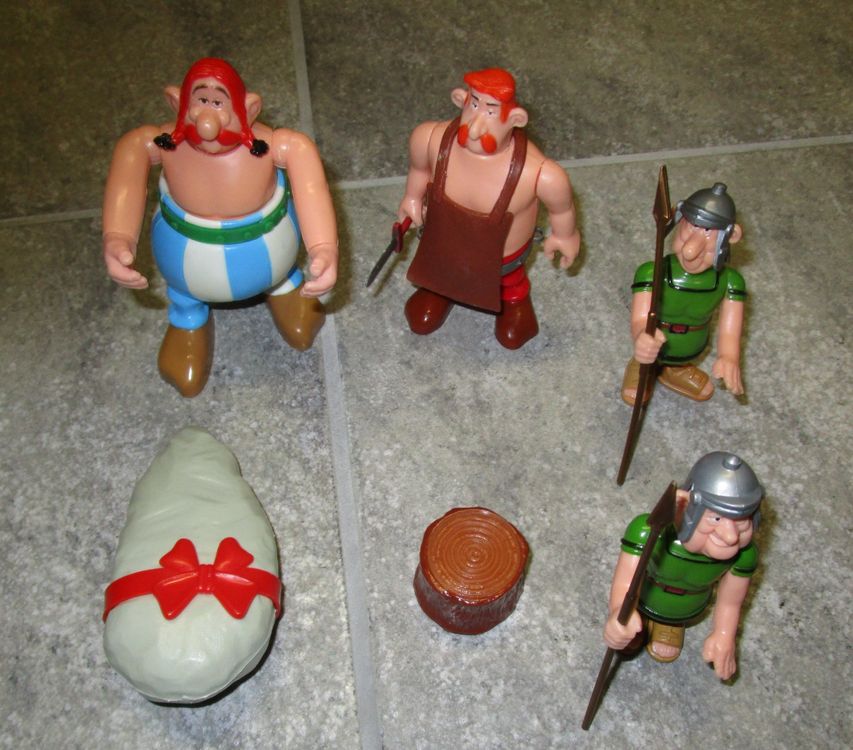 Spielfiguren Obelix mit Hinkelstein, Automatix und 2 Römer | Kaufen auf ...
