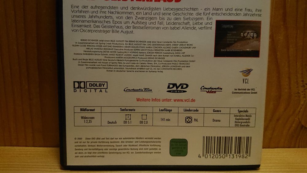 DAS GEISTERHAUS DVD mit Winona Ryder und Meryl Streep (Gebraucht) in Wilderswil für CHF 3.5 ...