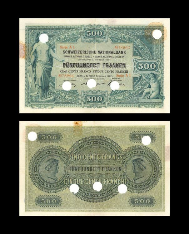 500 Franken Banknote Schweiz Serie 1 (Reproduktion) (Neu (gemäss ...