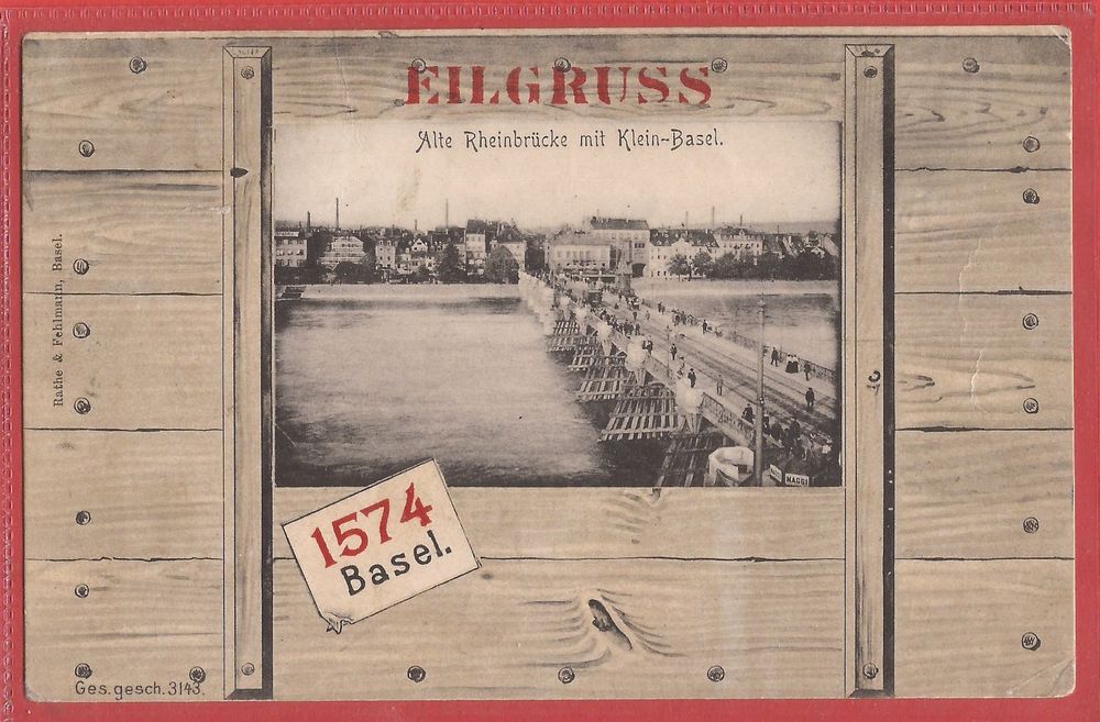 Basel - Alte Rheinbrücke - 1902 | Kaufen auf Ricardo