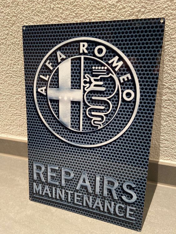 ALFA ROMEO REPAIRS METALL Schild Blech NEU! (Neu und originalverpackt ...