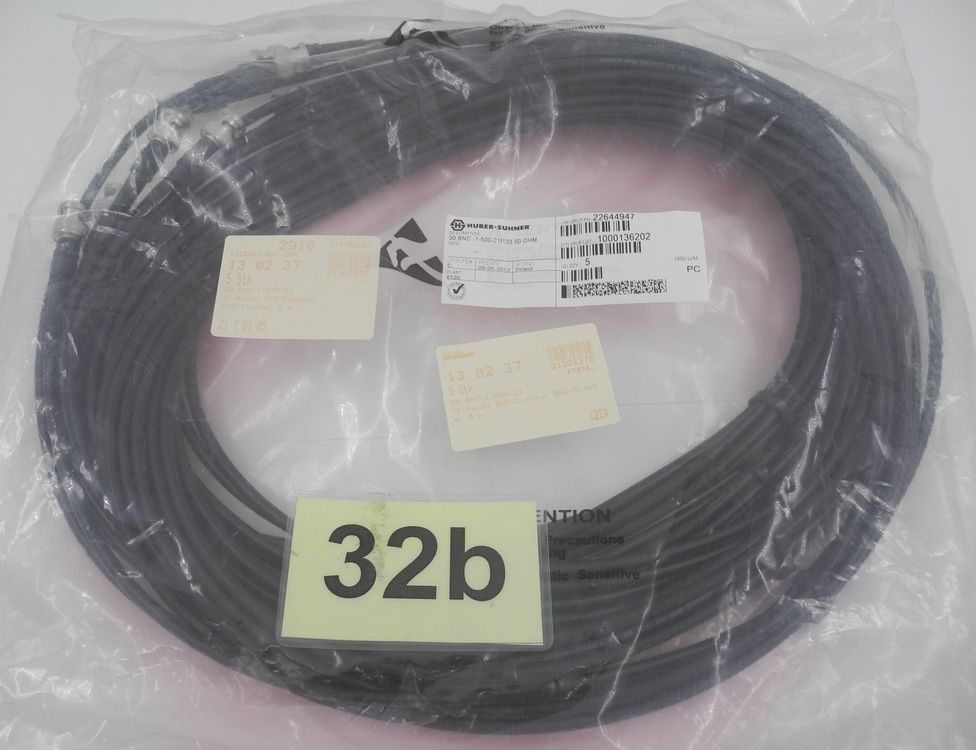 5x Huber+Suhner HF-Kabel BNC-Stecker, Koaxialkabel, Nr. 32b (Neu und ...