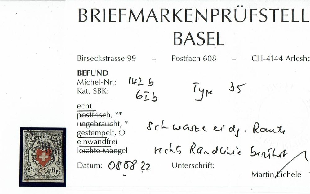 BUNDESMARKEN POSTE LOCALE 14Ib T35 S RAUTE BEFUND (Gebraucht) in Rüschlikon für CHF 270 – mit ...