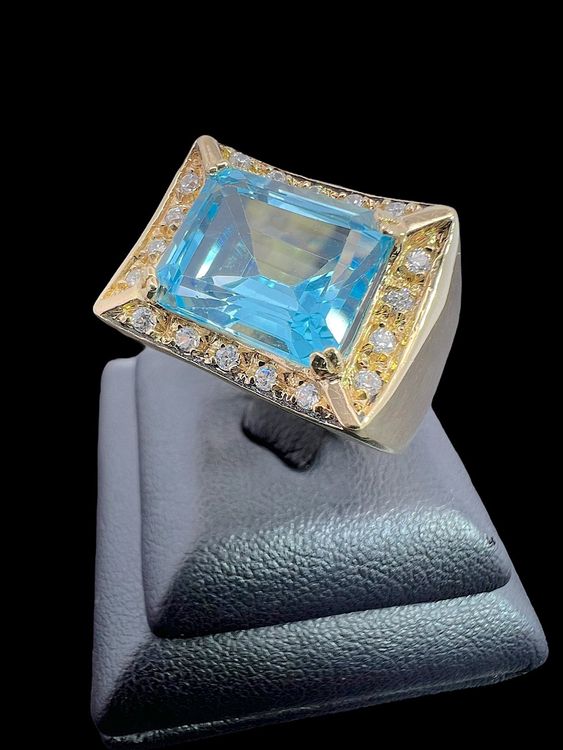 Topaz 6ct Diamanten 0.2ct Ring 18k Gelbgold Grösse 57 *S1004 | Kaufen auf Ricardo