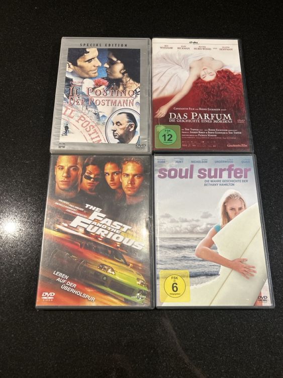 4 DVDs: Il Postino, Das Parfum, Fast & Furious, Surfer (Gebraucht) in S-chanf für CHF 1 – mit ...