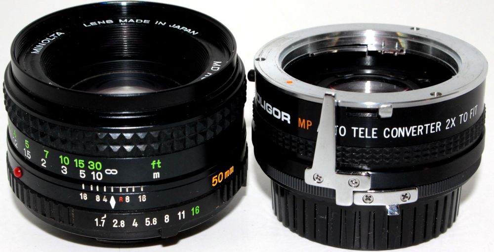 MINOLTA MD ROKKOR 1.7 / 50 + SOLIGOR 2x-Converter (Gebraucht) in ...