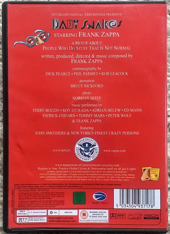 Frank Zappa - Baby Snakes DVD 1979 (Gebraucht) in Forch für CHF 13 ...