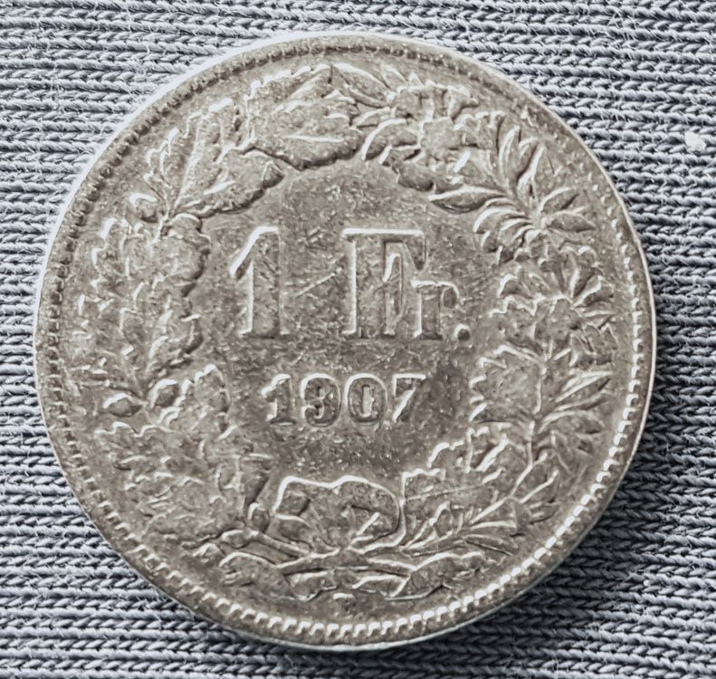 1 Franken 1907 uralte sehr rare und schöne Silbermünze (Gebraucht) in Camignolo für CHF 3.5 ...