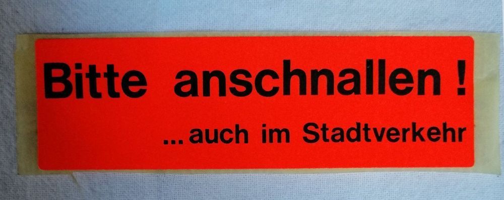Sticker Bitte anschnallen...auch im Stadtverkehr 70er Jahre | Kaufen ...