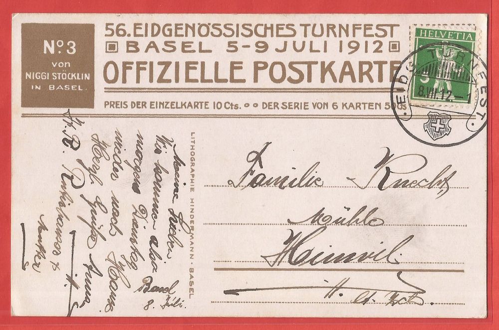 Basel - 56. Eidg. Turnfest 1912 - mit Sonderstempel Turnfest | Kaufen auf Ricardo