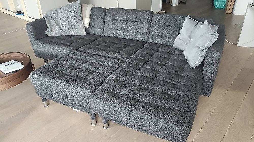 Ikea Landskrona Sofa mit Hocker in gunnared dunkelgrau (Gebraucht) in ...