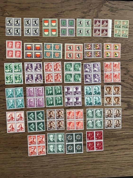 99 Stk. PJ postfrische Viererblocks ab 1924-1963 (Gebraucht) in Weinfelden für CHF 23 – mit ...