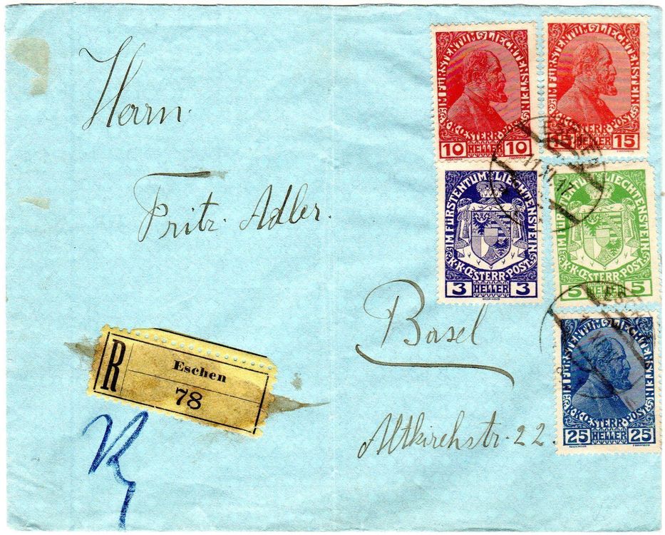 LI 1917 VON ESCHEN NACH BASEL AB 1.-- | Kaufen auf Ricardo