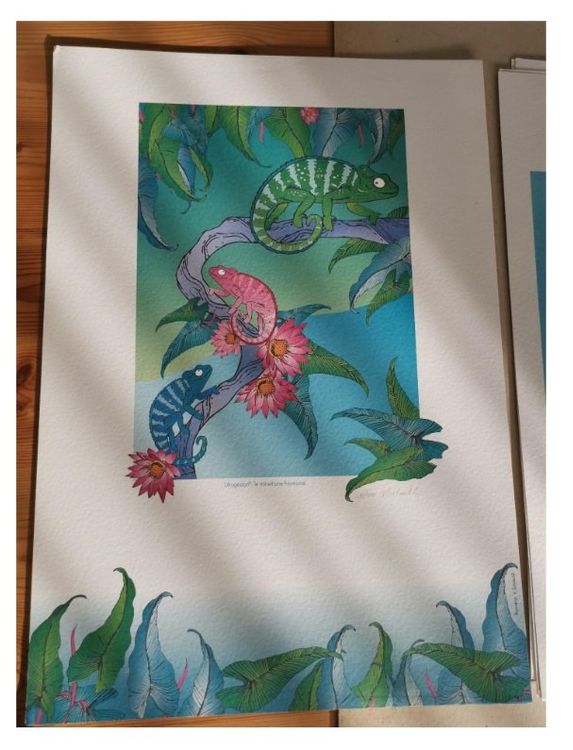 Chamäleon / Werbemittel auf dickem Papier, signiert, limiti (Gebraucht ...
