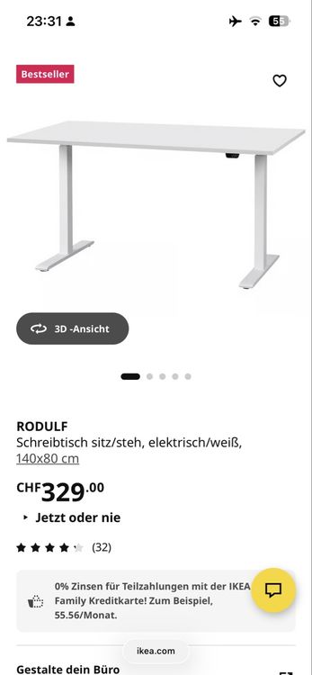 Height adjustable desk - IKEA Rudolf 140 cm x 80 cm (Gebraucht) in ...