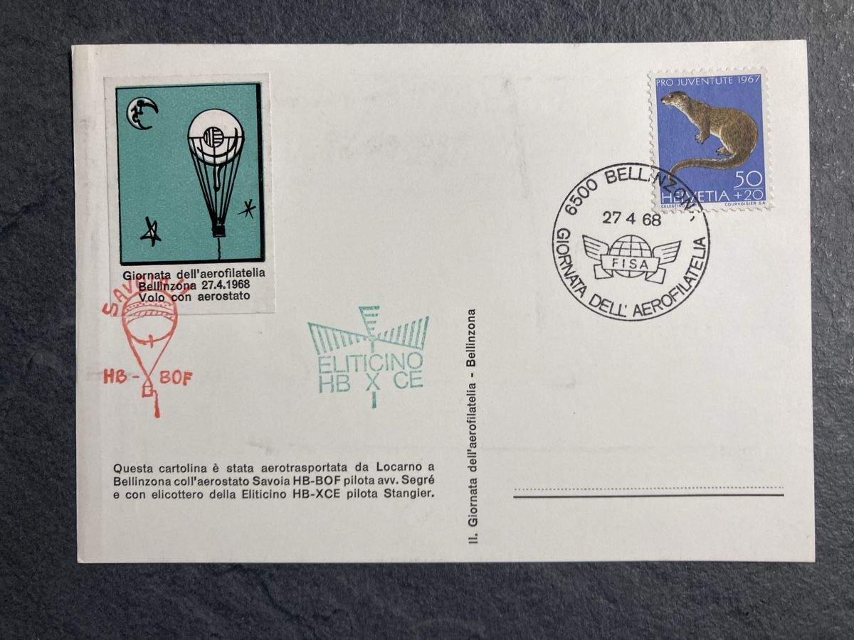 49) Erminio Flori,1885-1963!G.-d.Aerofilatelia 1968! (Usato) a Ascona ...