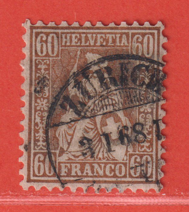 3 I 68 ZÜRICH Sitzende Helvetia Nr. 35, Kat. 275 (Gebraucht) in für CHF ...