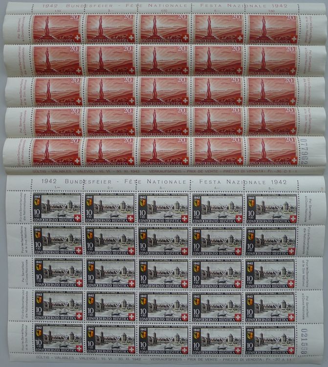 1942, Pro Patria B15+B16 komplette Bögen postfrisch**. 100.- (Gebraucht) in Sursee für CHF 16 ...