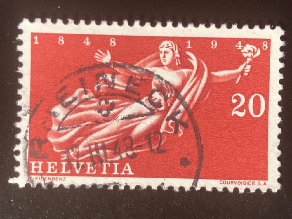 Schweiz 1948 Helvetia 20 Vollstempel RHEINECK 17.III.48 (Gebraucht) in ...