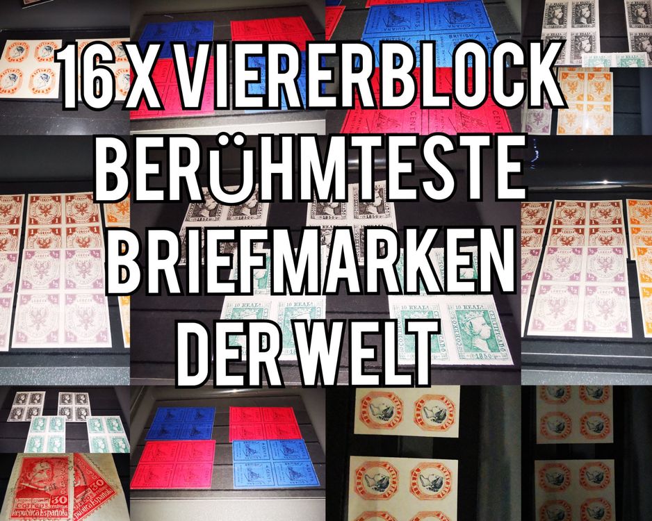 16 x 4er Blocks BERÜHMTESTE BRIEFMARKEN (REPLIKA) Start 8.- (Neu ...