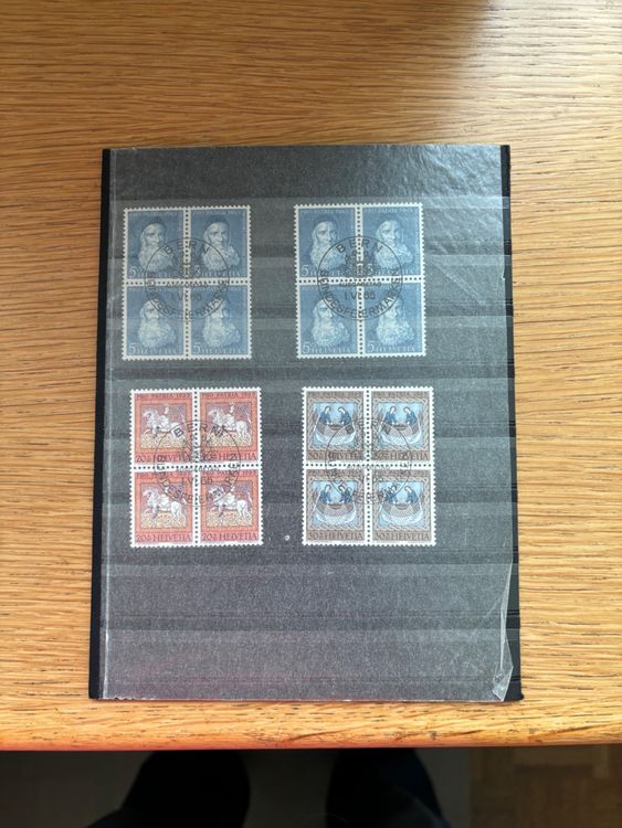 Stechkarte mit Pro Patria 4er Block Satz mit voll Stempel | Kaufen auf Ricardo