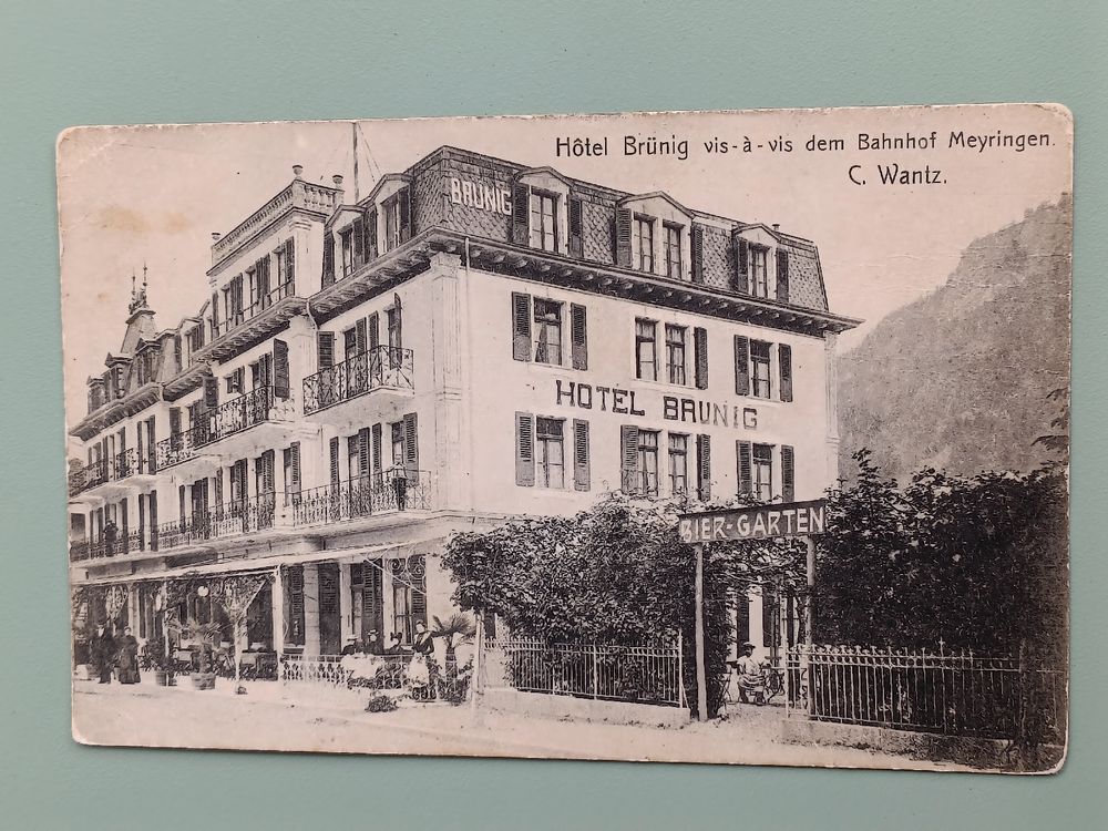 Alte PK / Hotel Brünig vis a vis dem Bahnhof Meiringen (Gebraucht) in Brugg AG für CHF 15 – mit ...