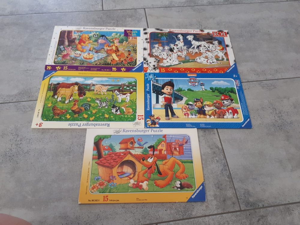 Lot de 5 puzzles 15 pièces (Gebraucht) in Le Noirmont für CHF 7 – mit ...