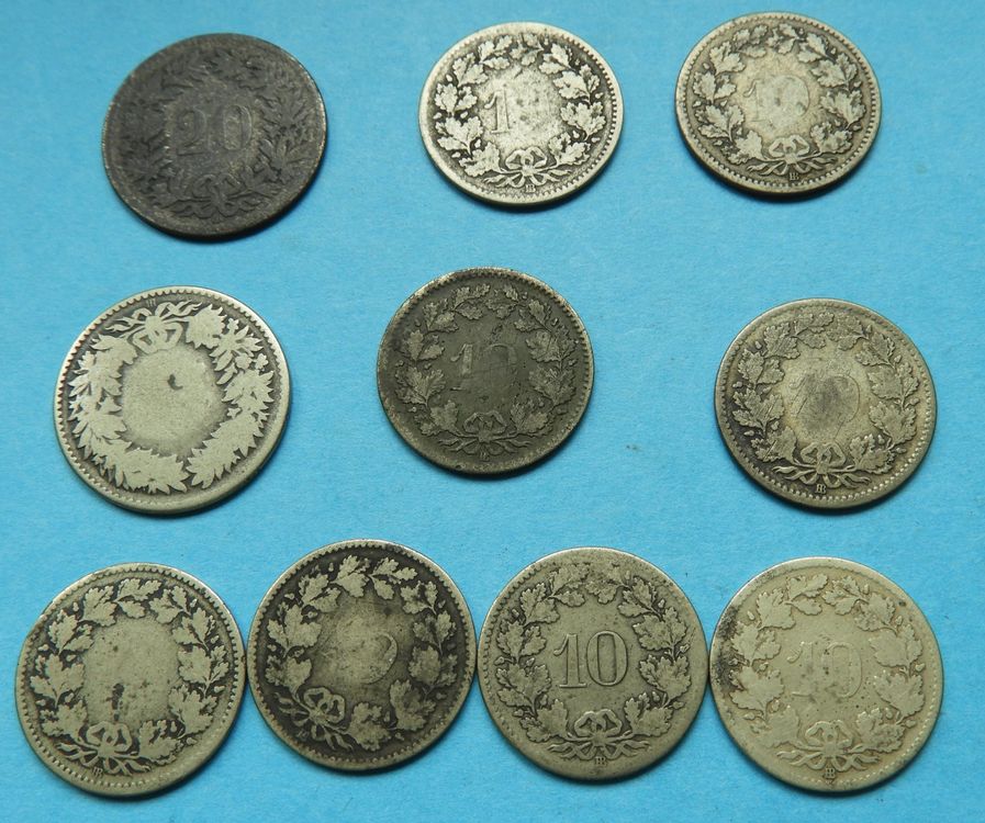 Schweizer Münzen 1850 2 x 20 Rp & 8 x 10 Rp | Kaufen auf Ricardo