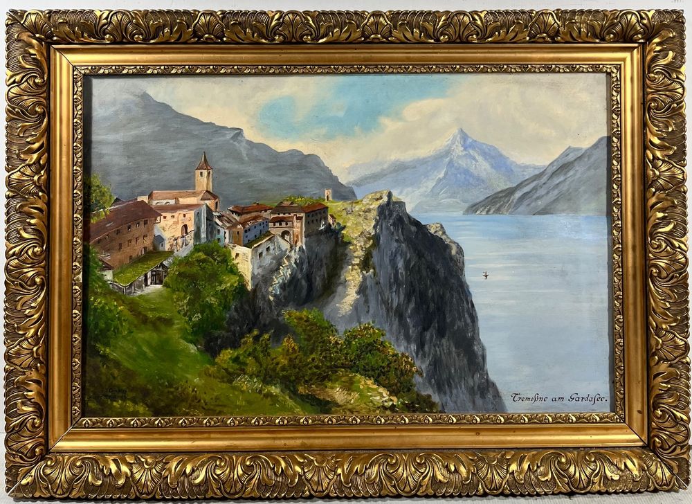 Antike Grosse Gemälde, Gardasee Ansicht, Unl. Sig. | Kaufen auf Ricardo