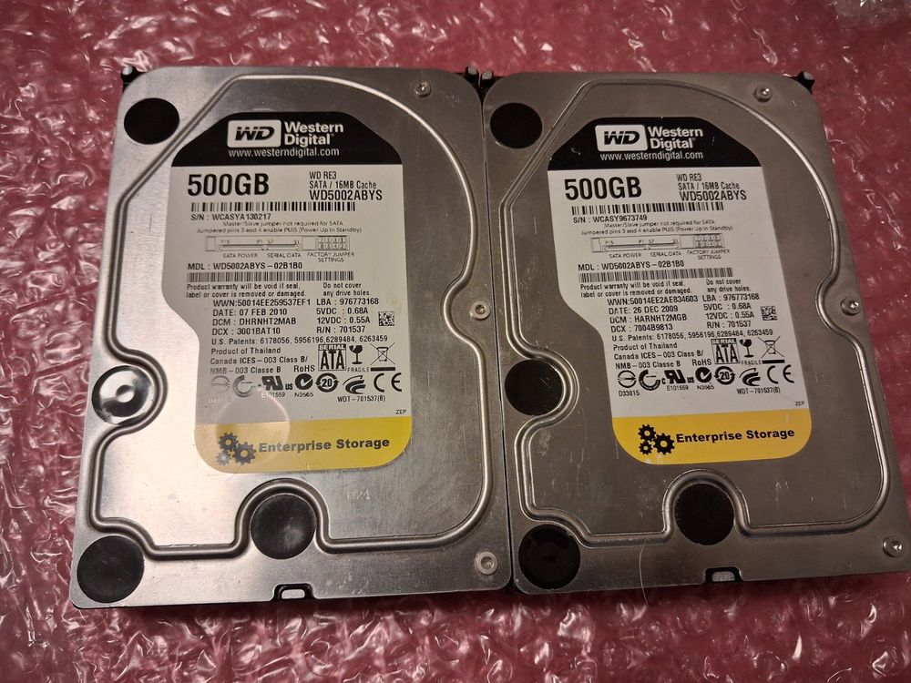 2 x Disque Dur Interne Western Digital 500GB - WD5002ABYS (D'occasion ...