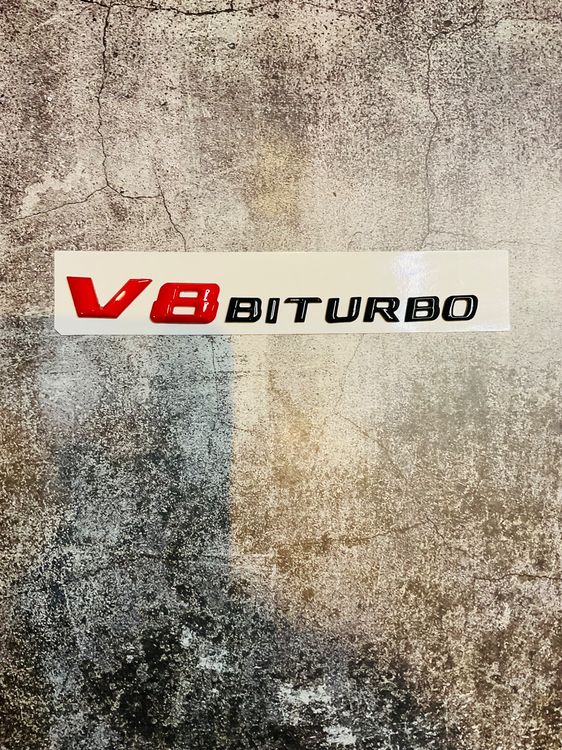 Mercedes AMG V8 Biturbo 3D Aufkleber Emblem Logo Rot/Schwarz (Neu und ...