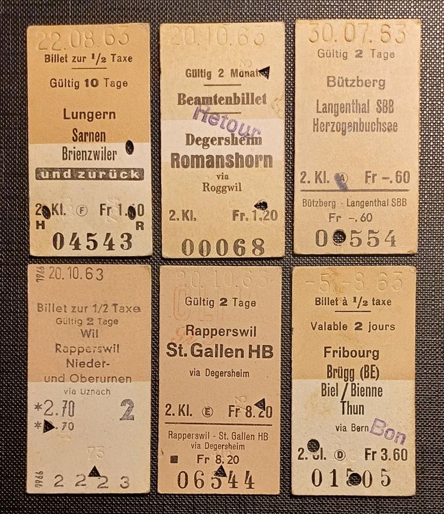 Lot antike Eisenbahn BILLETT mit Beamtenbilllet 1963 SBB | Kaufen auf Ricardo