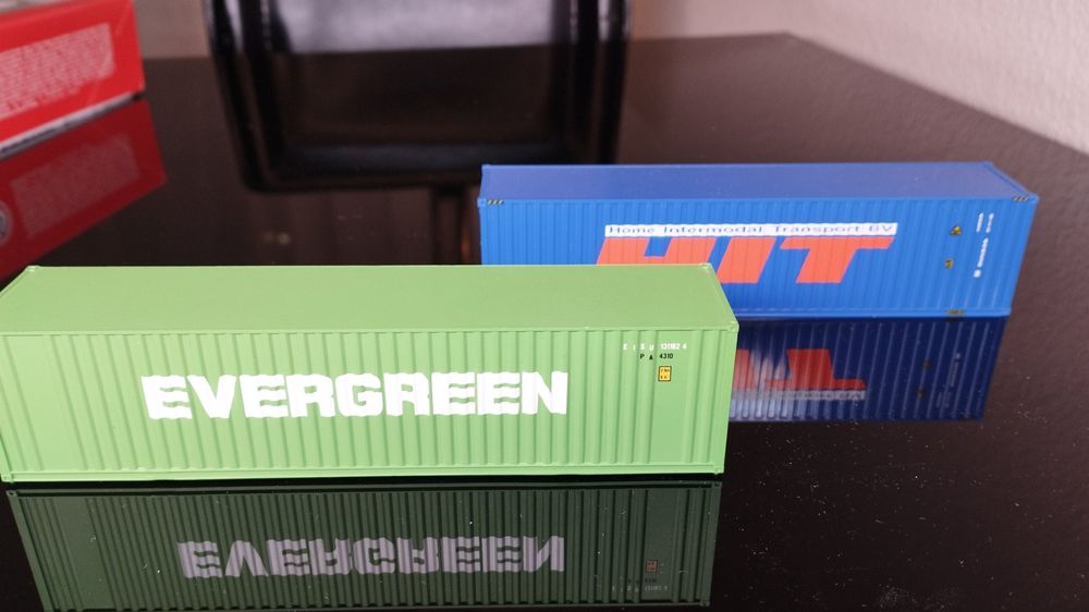 2 40' Container Evergreen & HIT, Spur H0, Top Zustand! (Gebraucht) in ...