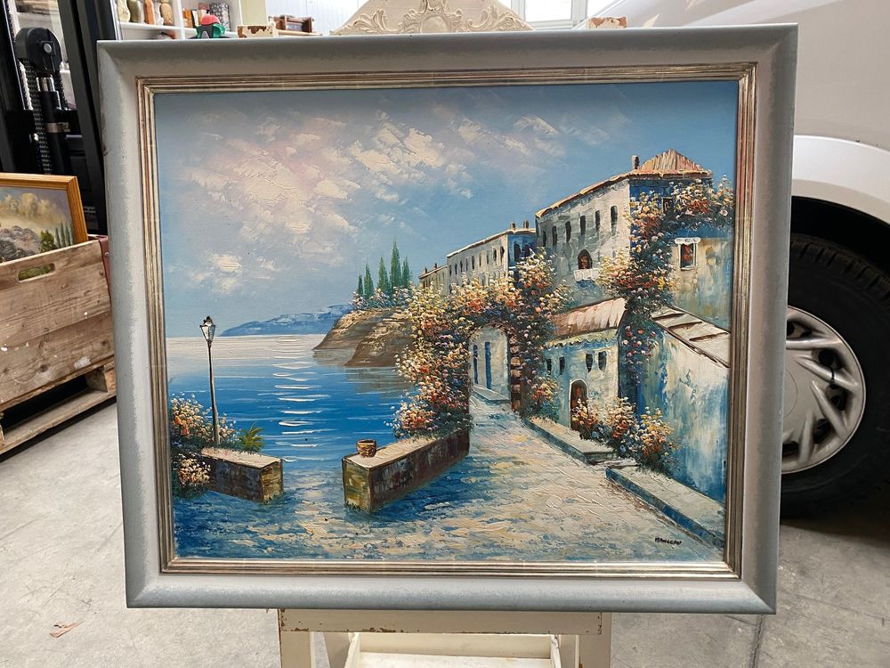 Landschaftsbild mit schönem Rahmen, signiert | Kaufen auf Ricardo