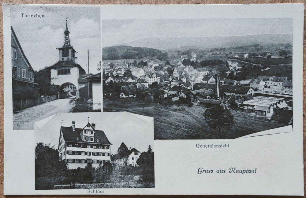«Gruss aus Hauptwil» Schloss, Türmchen, 3 Bild AK, 1917 (Gebraucht) in Aarburg für CHF 6 – mit ...