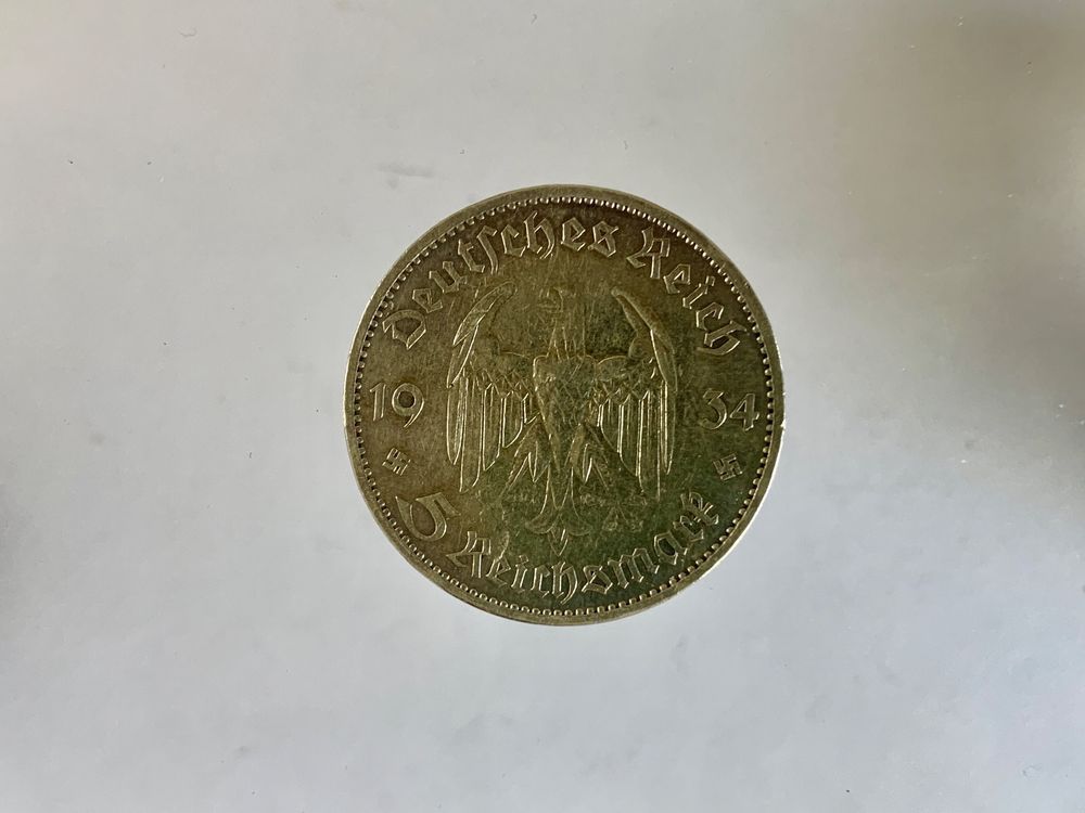 DEUTSCHLAND - 5 Reichmark 1934 F (Stuttgart) - SS - SELTEN (Gebraucht) in LE LIGNON für CHF 12 ...