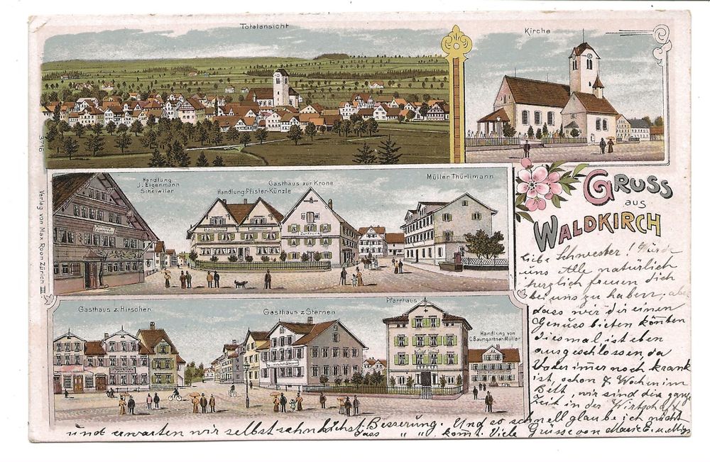 Gruss aus Waldkirch (SG) Krone - Hirschen - tolle Litho 1902 (Gebraucht) in Engelburg für CHF 47 ...