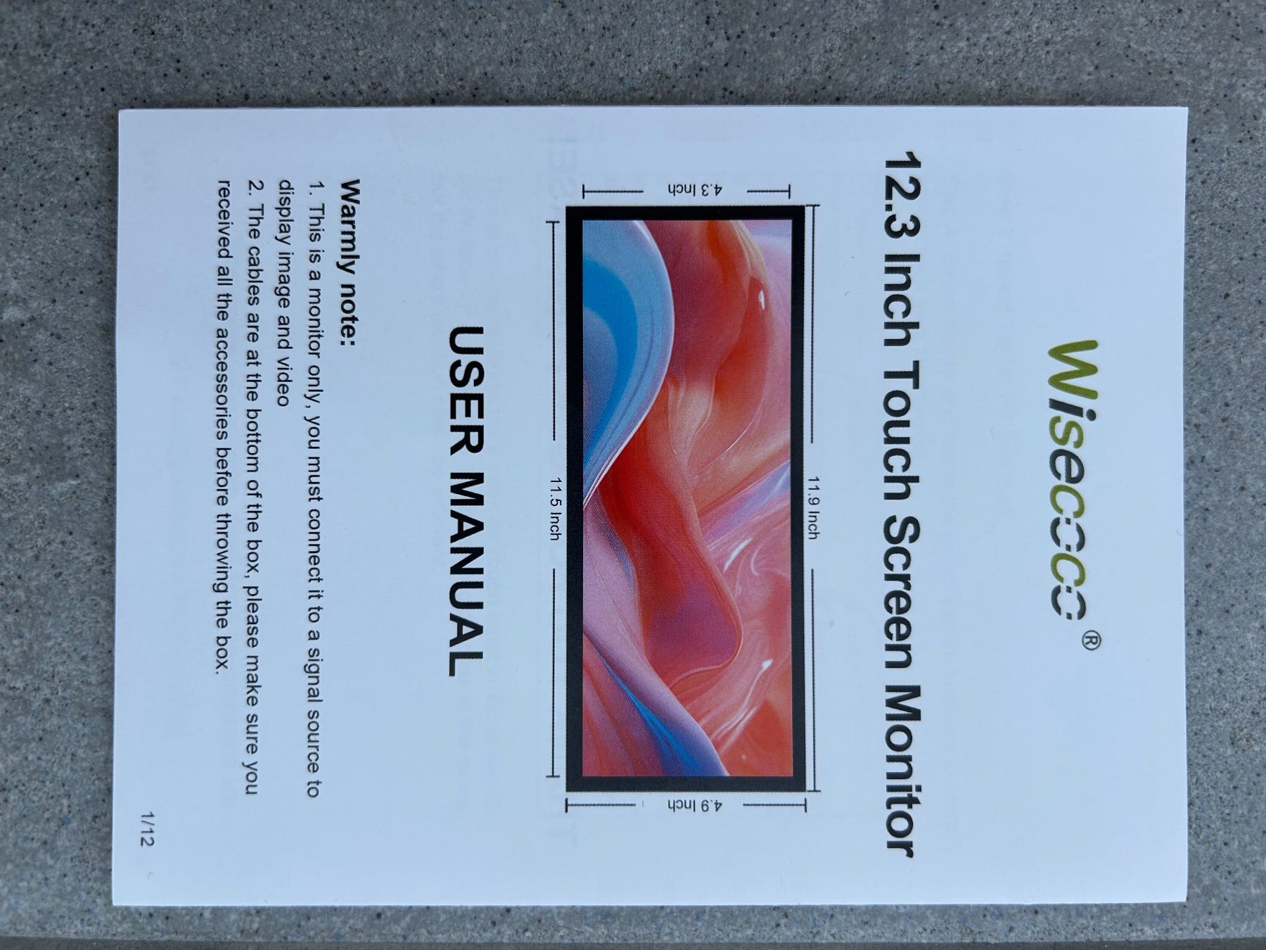 Wisecoco 12,3" IPS Bar Monitor mit Touch HDMI/Type‑C - TOP (Gebraucht ...