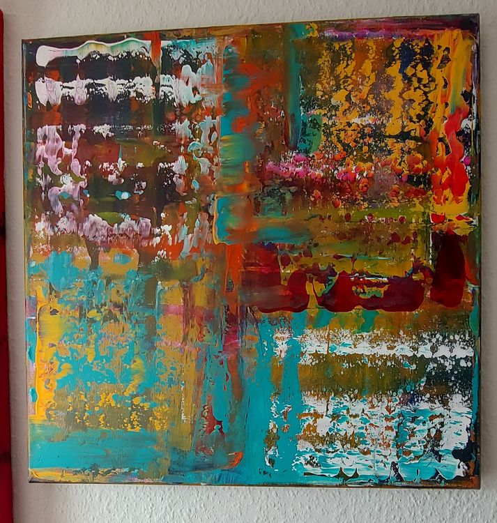 Bild farbenfroh, modern von mir selbstgemalt 40×40 (Neu (gemäss Beschreibung)) in Riehen für CHF ...
